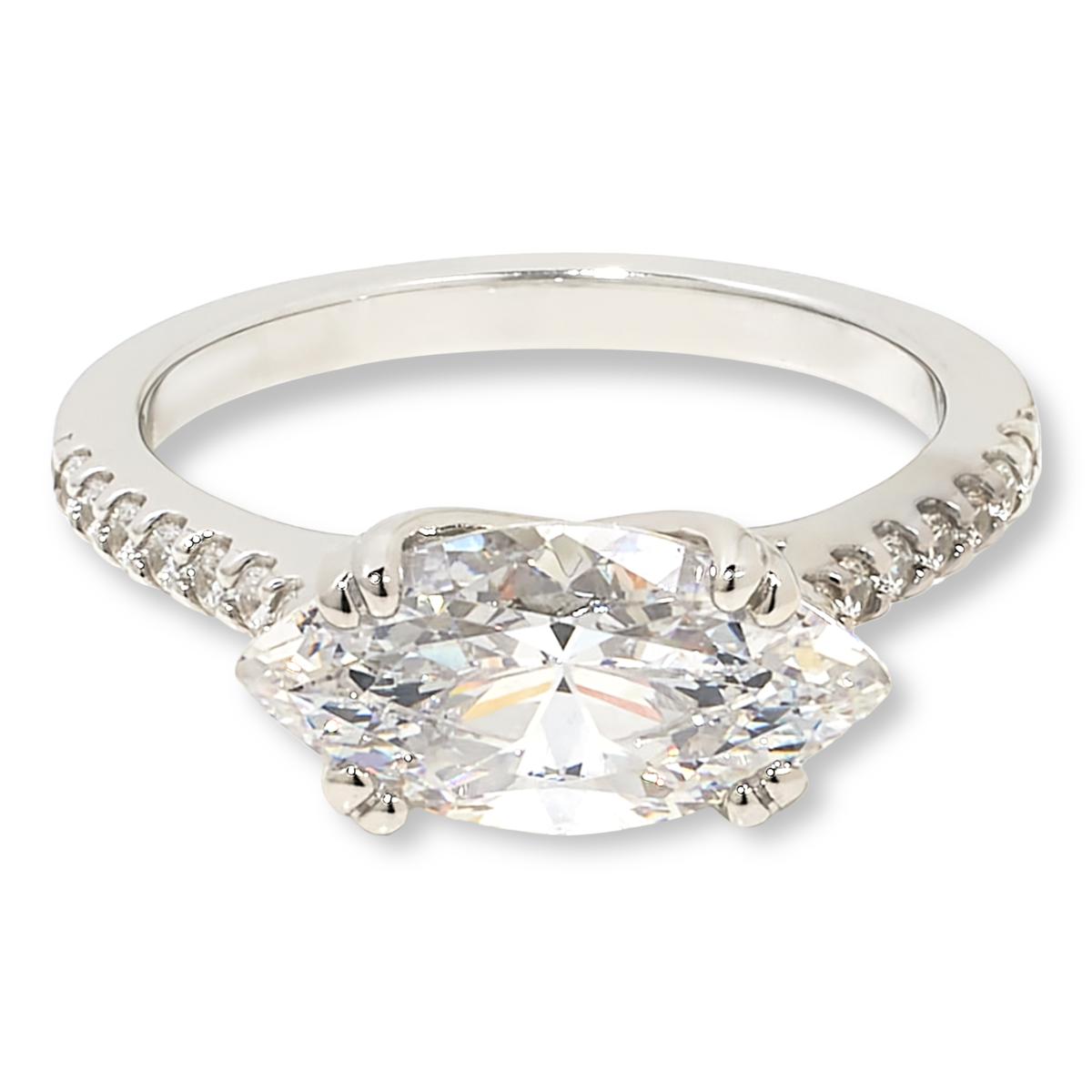 Radiance by Absolute™ East-West Pavé Sides Solitaire Ring | HSN