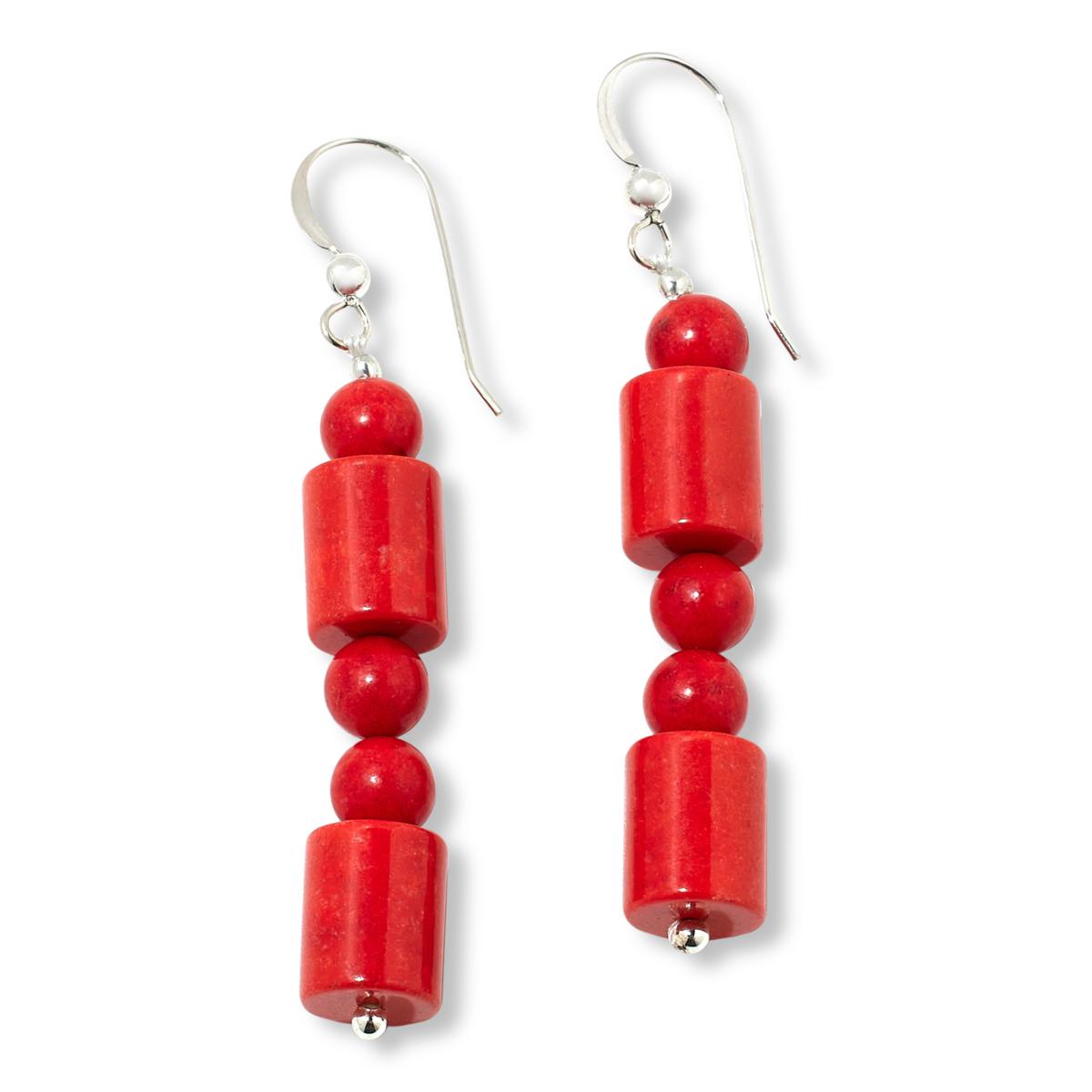 Jay King Red Coral Bead Drop Earrings - 23428559 | HSN