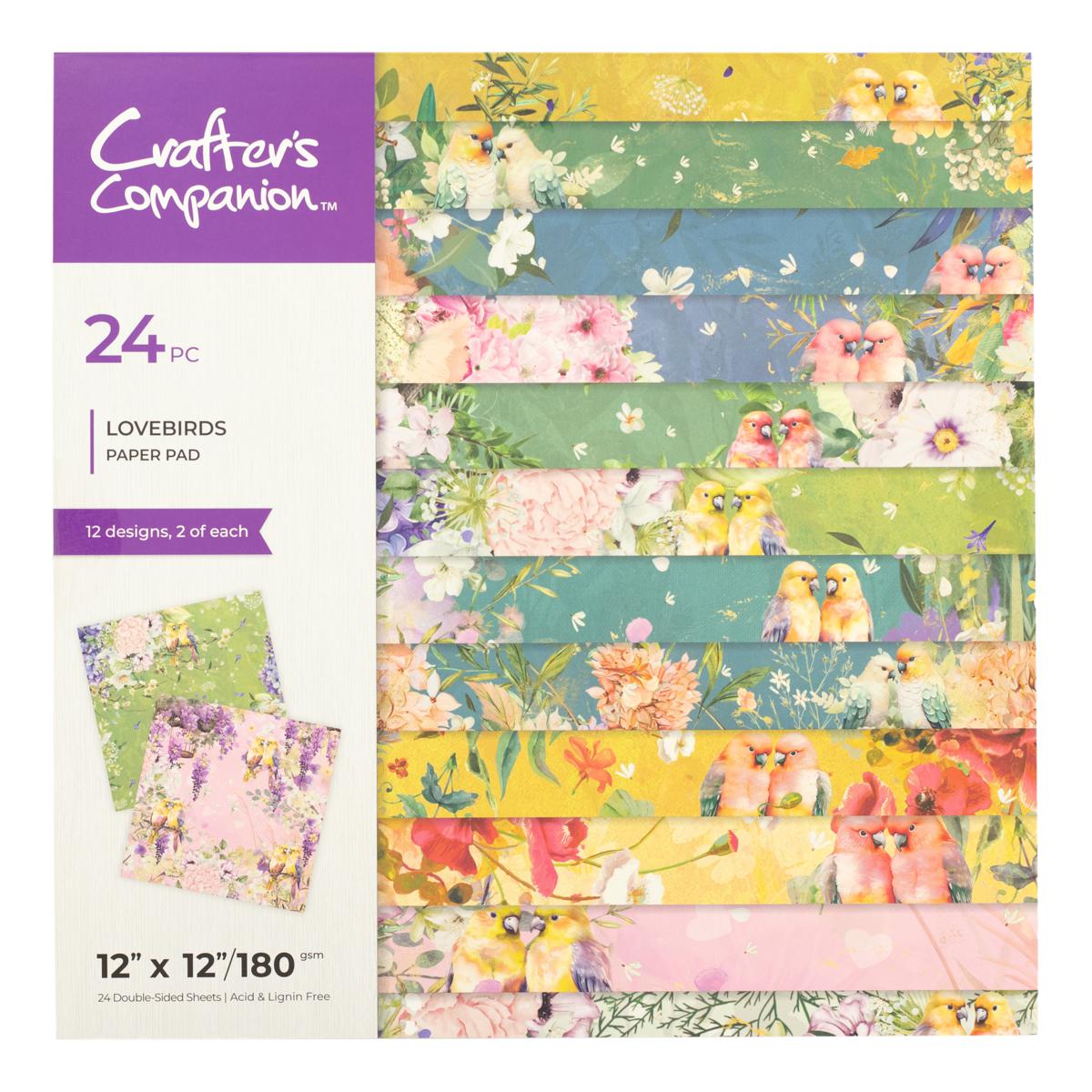 Crafter's Companion Lovebirds 12" x 12" Paper Pad - 24 Sheets | HSN