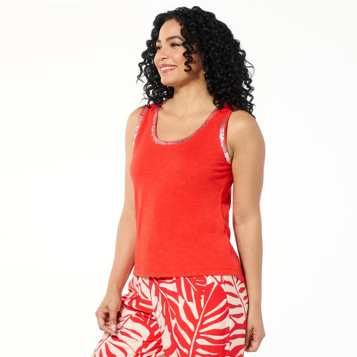 LB70 by Lloyd Boston That Glow Metallic Trim Tank | HSN