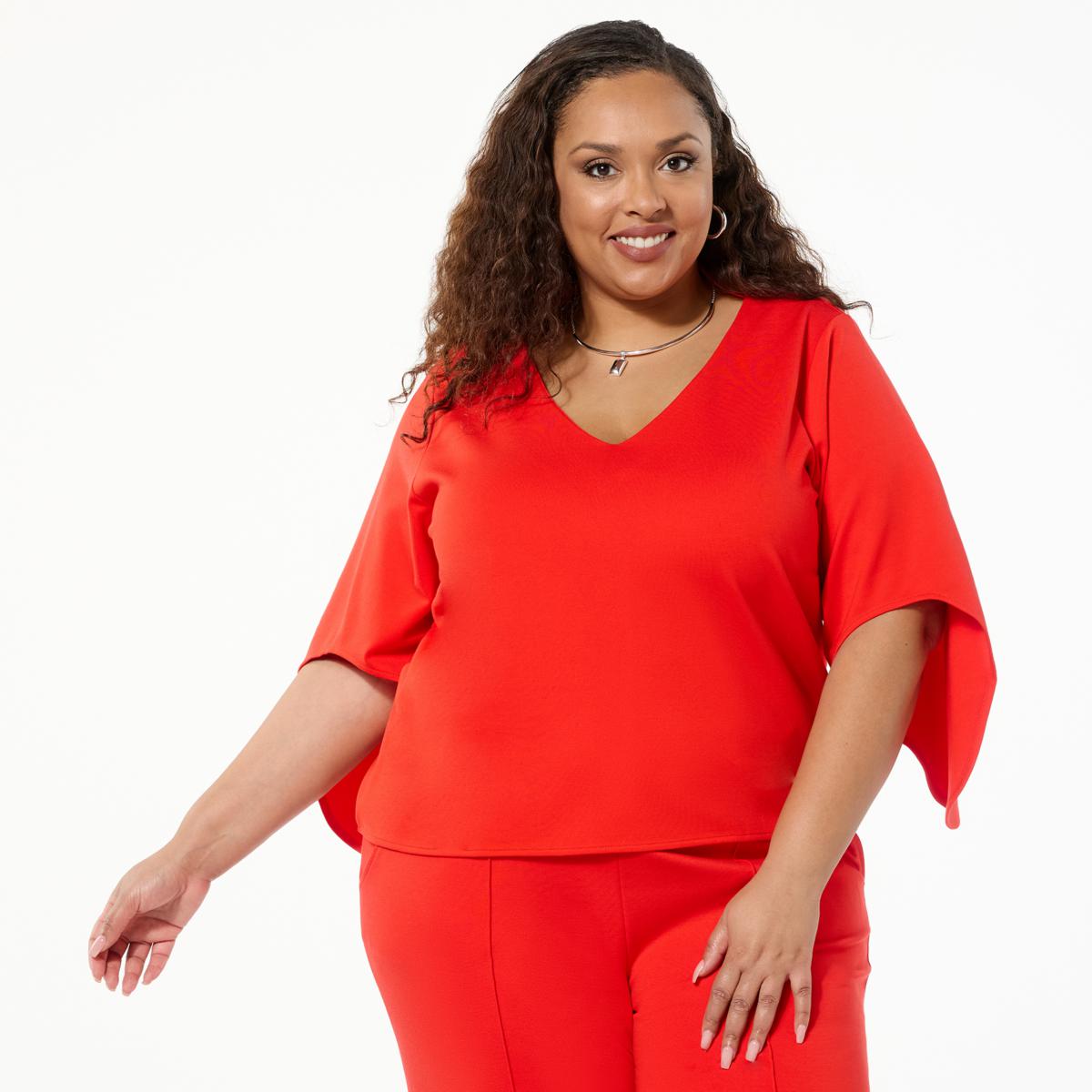 LB70 by Lloyd Boston Sculpted V-Neck Cape Blouse | HSN