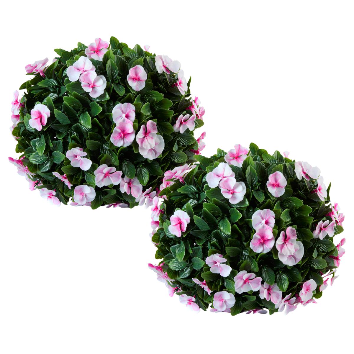 Improvements 13" Faux Pansy Flower Spheres - Set of 2 | HSN