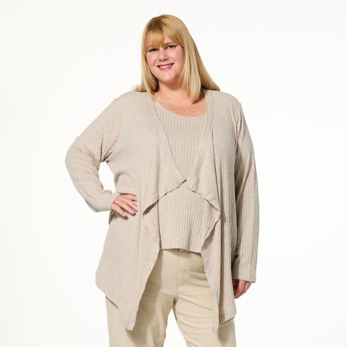 HUE Marled Rib Knit Cardigan | HSN
