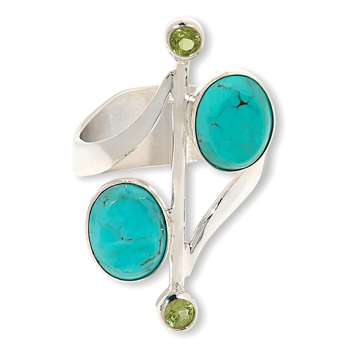 Jay King Sterling Silver Chilean Turquoise and Peridot Ring | HSN
