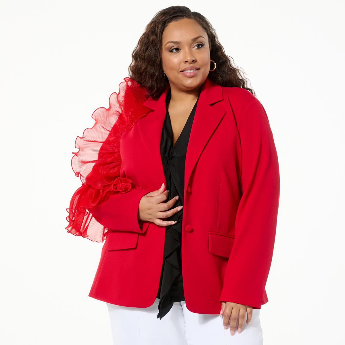 C Wonder by Christian Siriano Runway Mixed Media Blazer | HSN