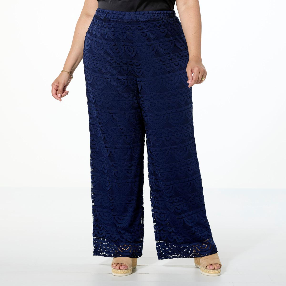 Colleen Lopez Crocheted Lace Wide Leg Pull-On Pant | HSN
