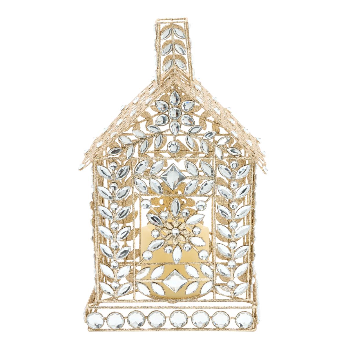august & leo 12.5" Jeweled House with LED Candle - 23510616 | HSN