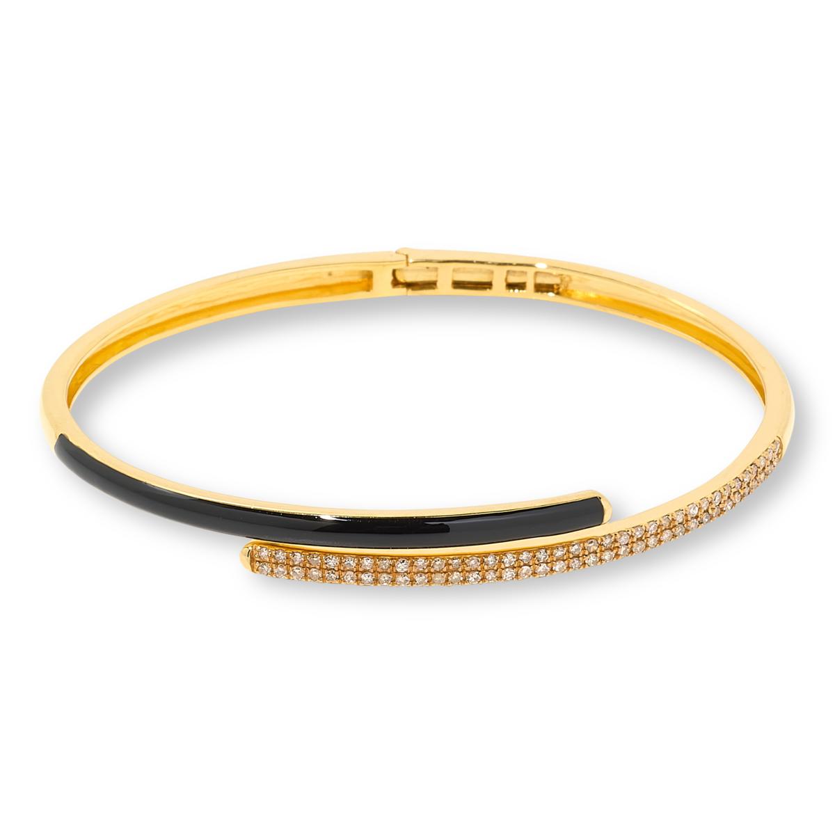 Rarities Gold-Plated Diamond and Enamel Bypass Bangle Bracelet - 23512786 | HSN