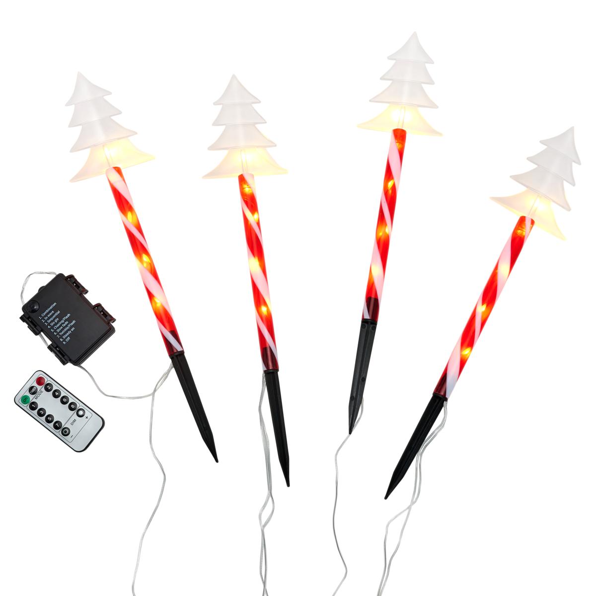 Winter Lane Tree Shaped Stake LED Lights - Set of 4 | HSN
