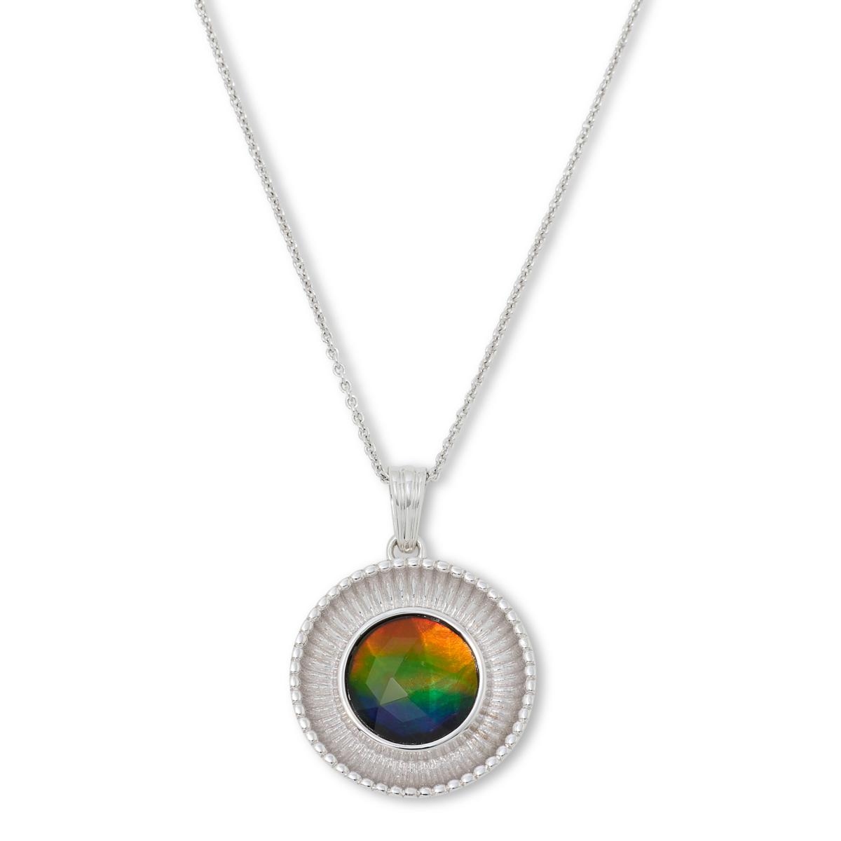 Canadian Ammolite Gems Round Ammolite Pendant with 18" Chain | HSN