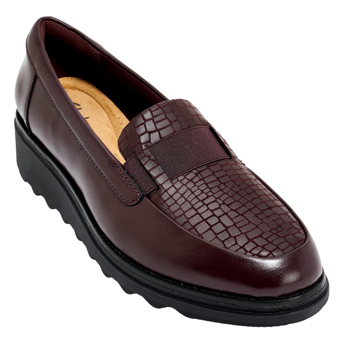 Clarks Collection Sharon Pace Leather Wedge Loafer | HSN