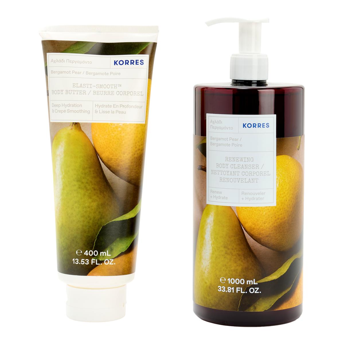 Korres 2pc Bergamot Pear Jumbo Body Cleanser and Body Butter Set ...