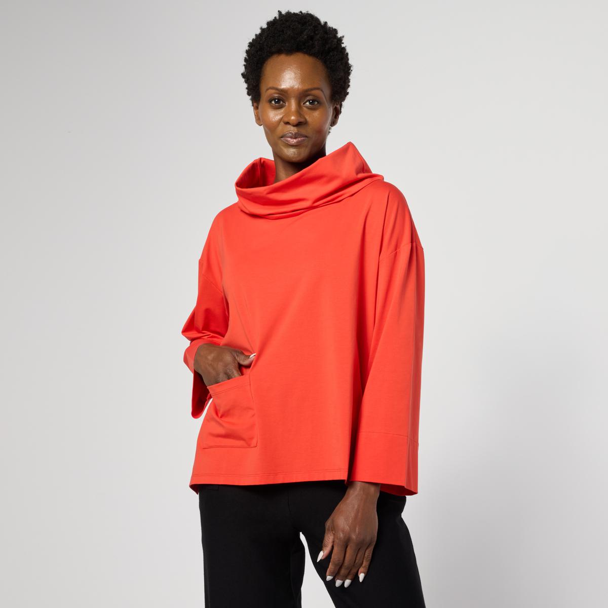 WynneLayers Cotton Curved Hem Cowl Neck Top | HSN