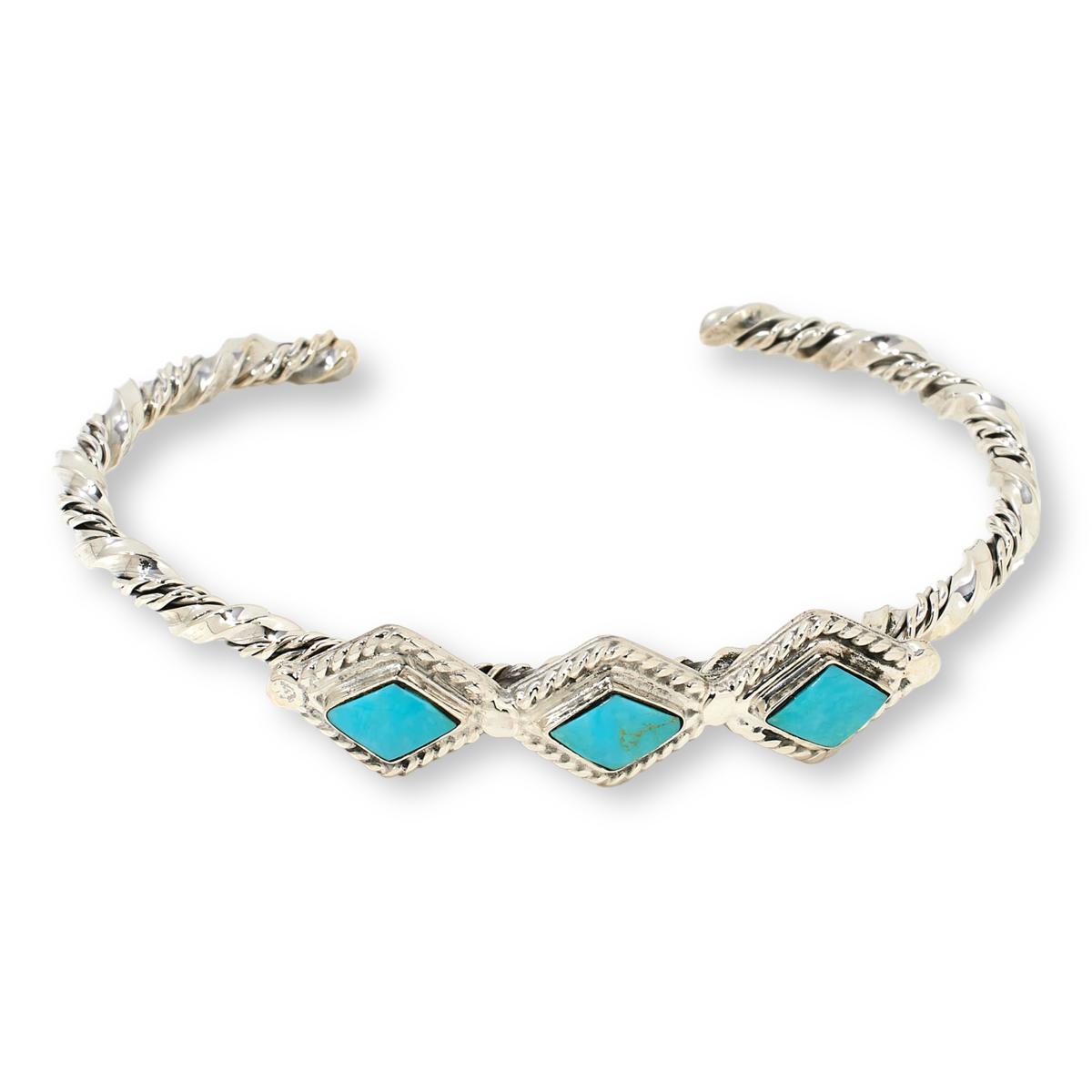 Chaco Canyon Sterling Silver 3-Stone Campitos Turquoise Cuff Bracelet | HSN