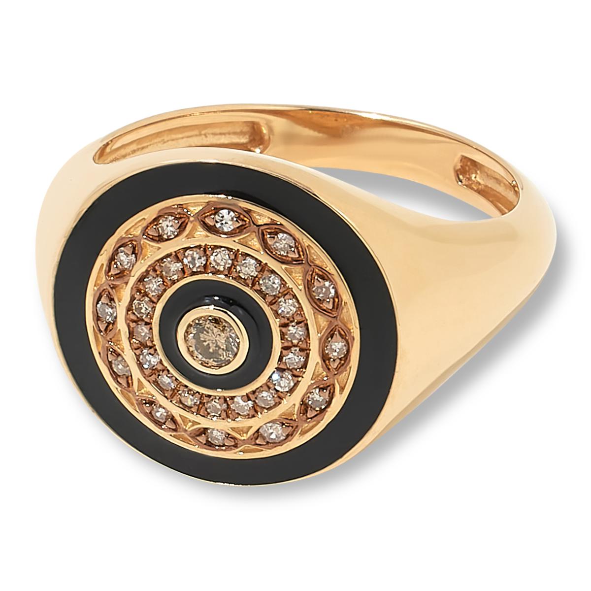 Rarities Gold-Plated .21ctw Champagne Diamond Evil Eye Ring | HSN