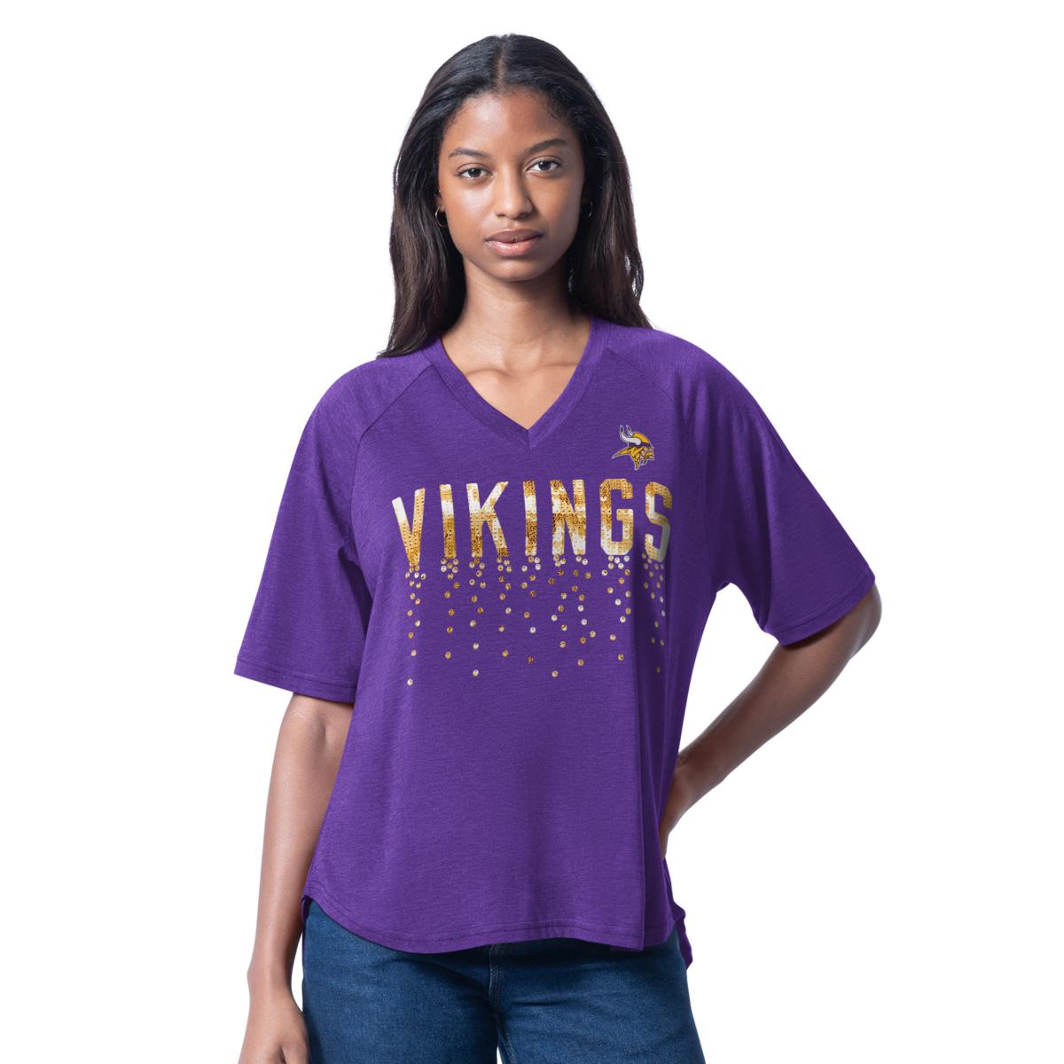 Officially Licensed NFL Women's Sequin Top by Glll - Vikings | HSN