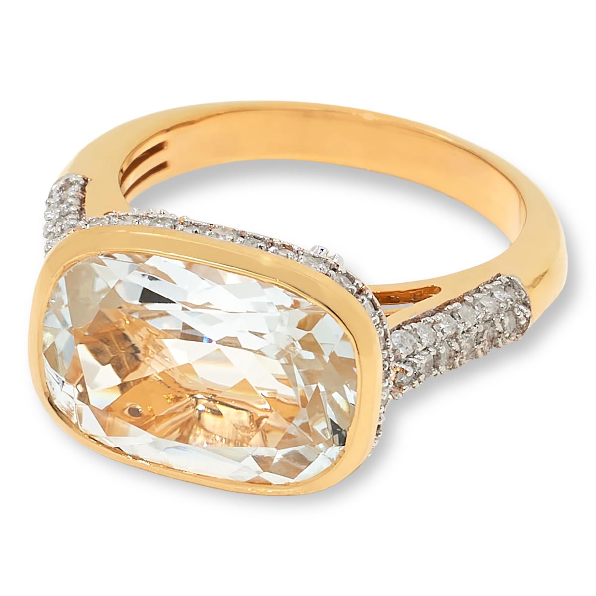 Rarities 14K Gold-Plated 14x10mm Gemstone and 0.49ctw Diamond Ring | HSN