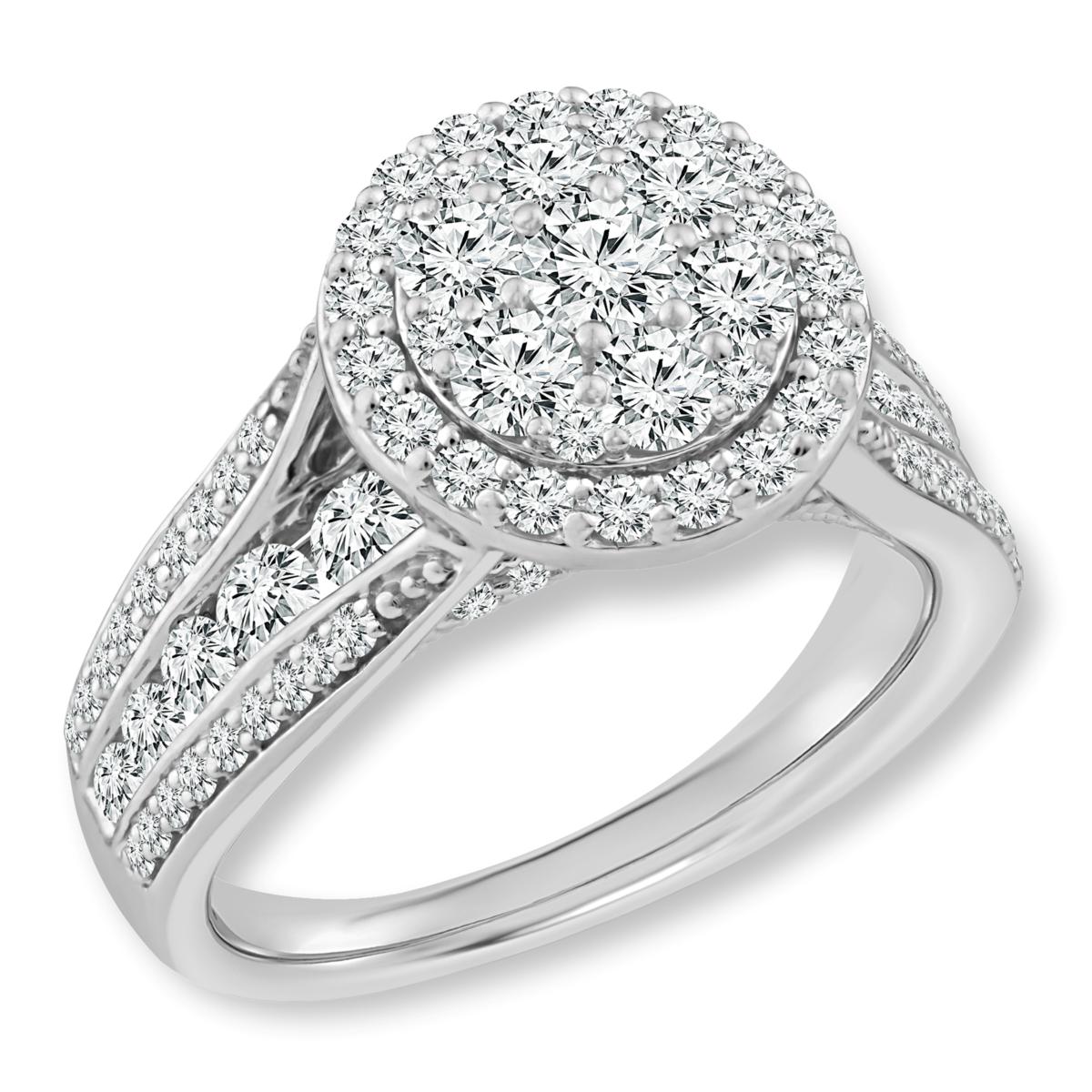 Bright Halo Lab Grown Diamonds 1.27ctw Round Pavé Ring | HSN