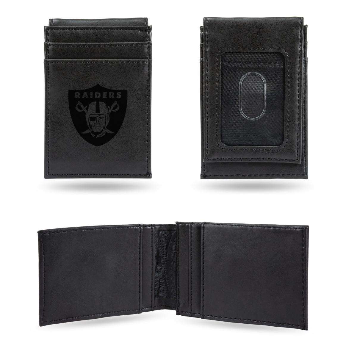 Officially Licensed NFL Engraved Black Front Pocket Wallet - Raiders ...