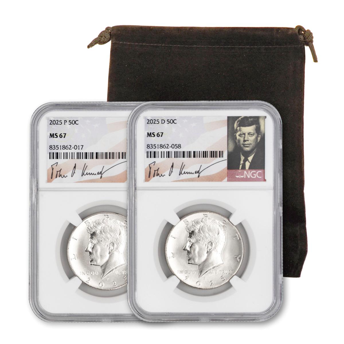 2025 MS67 P- & D-Mint NGC John F. Kennedy Coins with JFK Signed Label | HSN