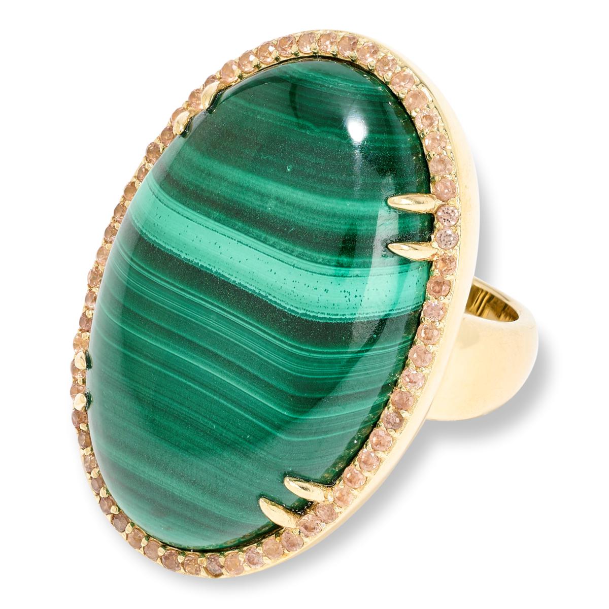 Rarities Gold-Plated Oval Gemstone and Pavé Ring | HSN