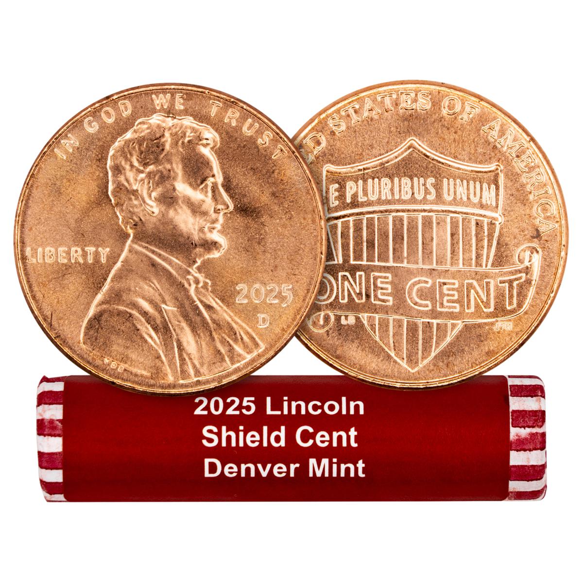 2025 Uncirculated D-Mint Abraham Lincoln Shield Cents 50-Coin Roll | HSN