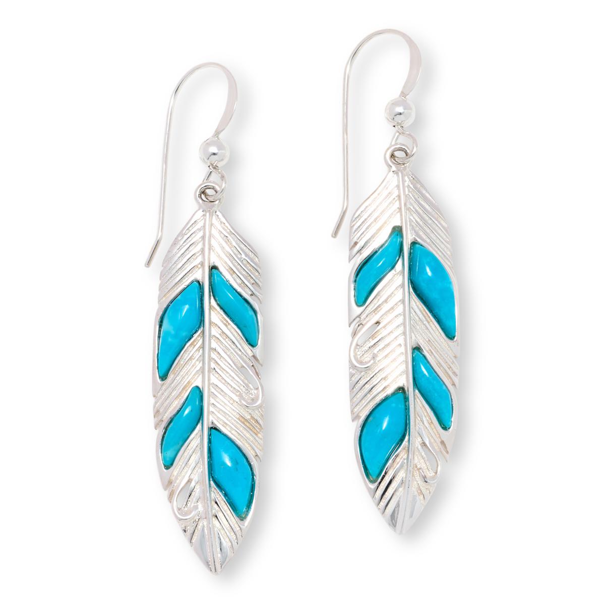 Jay King Gallery Collection Peruvian Turquoise "Feather" Drop Earrings ...