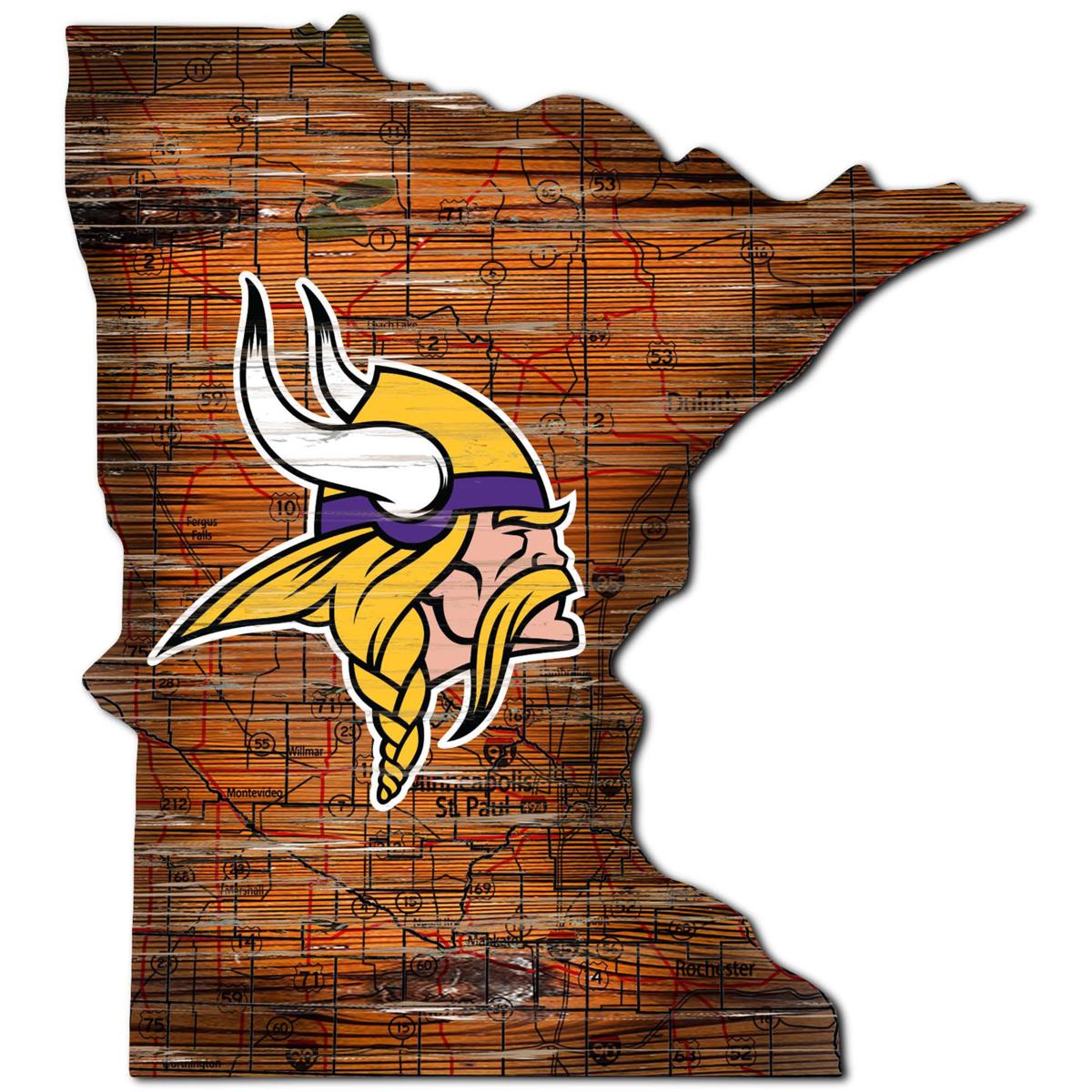 Officially Licensed NFL Minnesota Vikings Distressed State w/ Logo ...