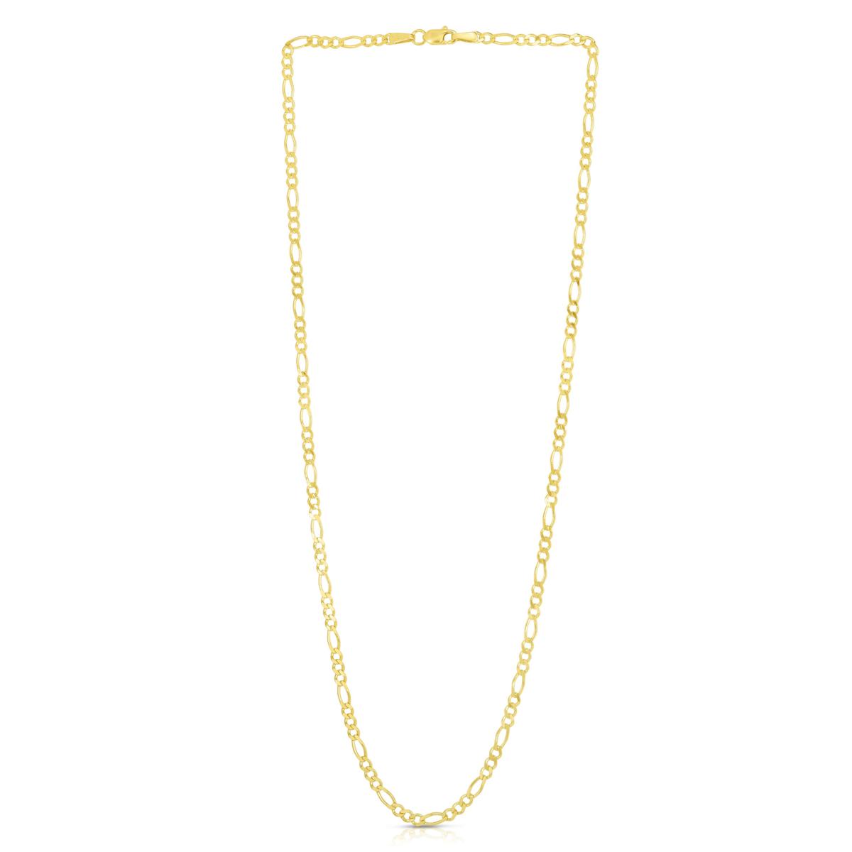 14K Yellow Gold 2.8mm Diamond-Cut Figaro Chain Necklace - 22" | HSN