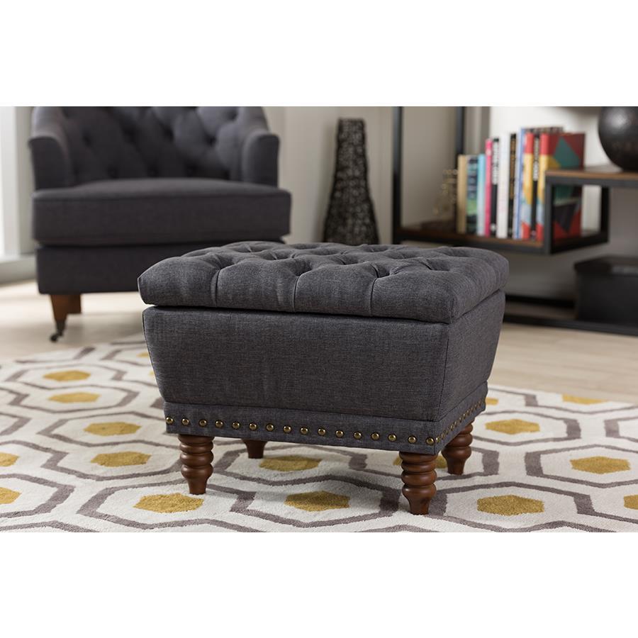 Annabelle Fabric Upholstered Button-Tufted Storage Ottoman - 9903976 | HSN