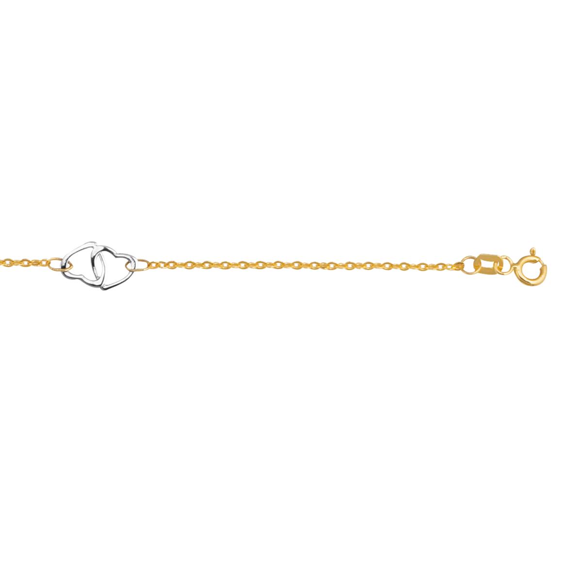 14K Gold Diamond Cut Heart Ankle Bracelet