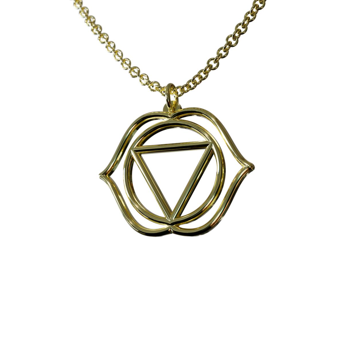 Heights Jewelers 14K Gold Plated Sterling Silver Third Eye Chakra Pendant with Chain Yellow
