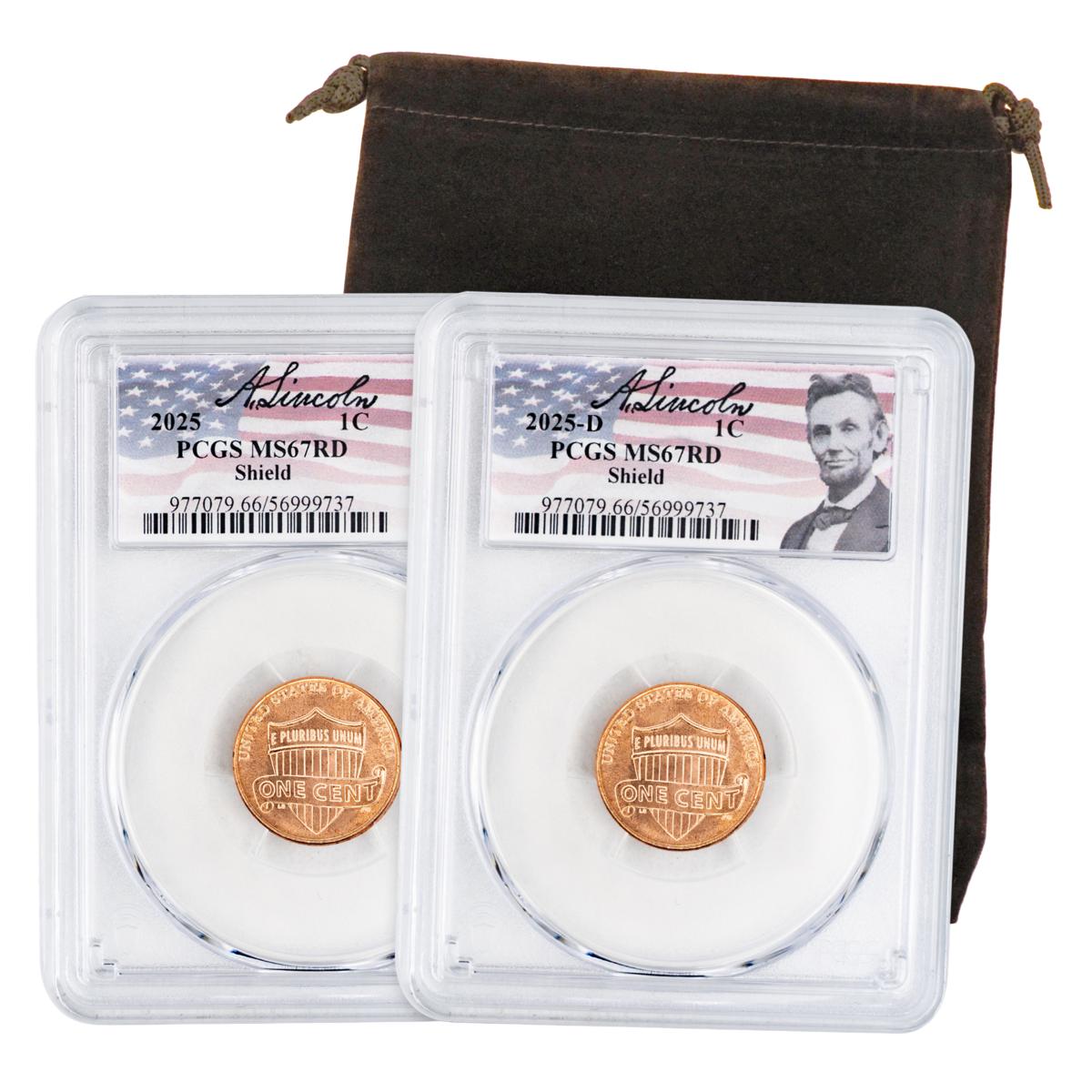 2025 MS67 PCGS P- & D-Mint Abraham Lincoln Shield Cents | HSN