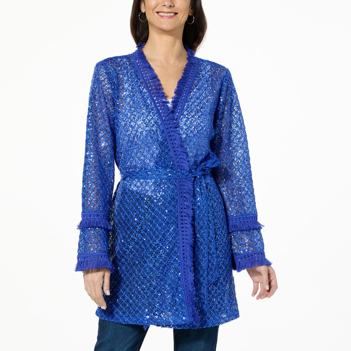 "As Is" Colleen Lopez Sparkle Net Topper with Fringe Trim | HSN