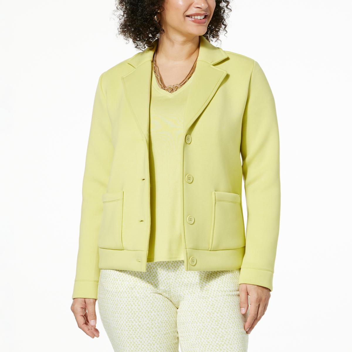 "As Is" WynneLayers Scuba Knit Button-Down Jacket | HSN