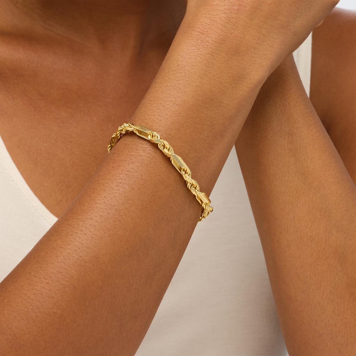 Bellezza Bronze Diamond Cut Rope and Figaro Chain Bracelet 23404359 HSN