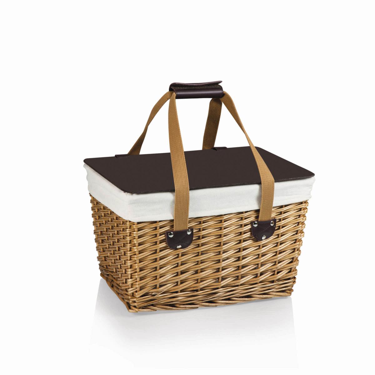 Canasta Wicker Basket - Beige Canvas with Brown Lid - 20747233 | HSN