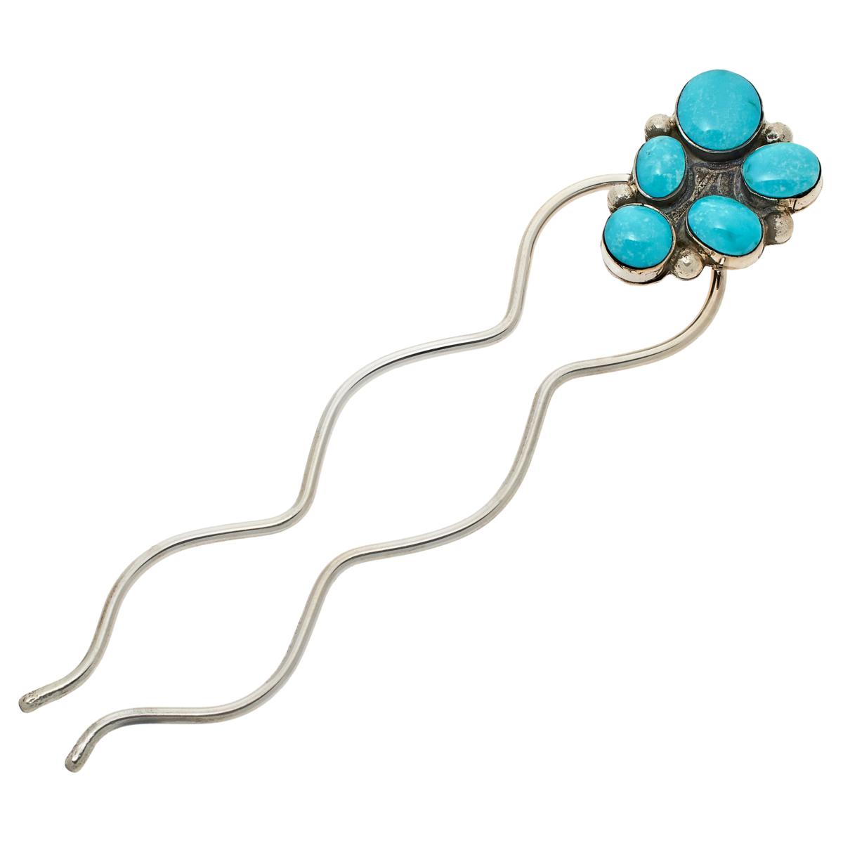 Chaco Canyon Sterling Silver Campitos Turquoise Hair Pin - 22656457 | HSN