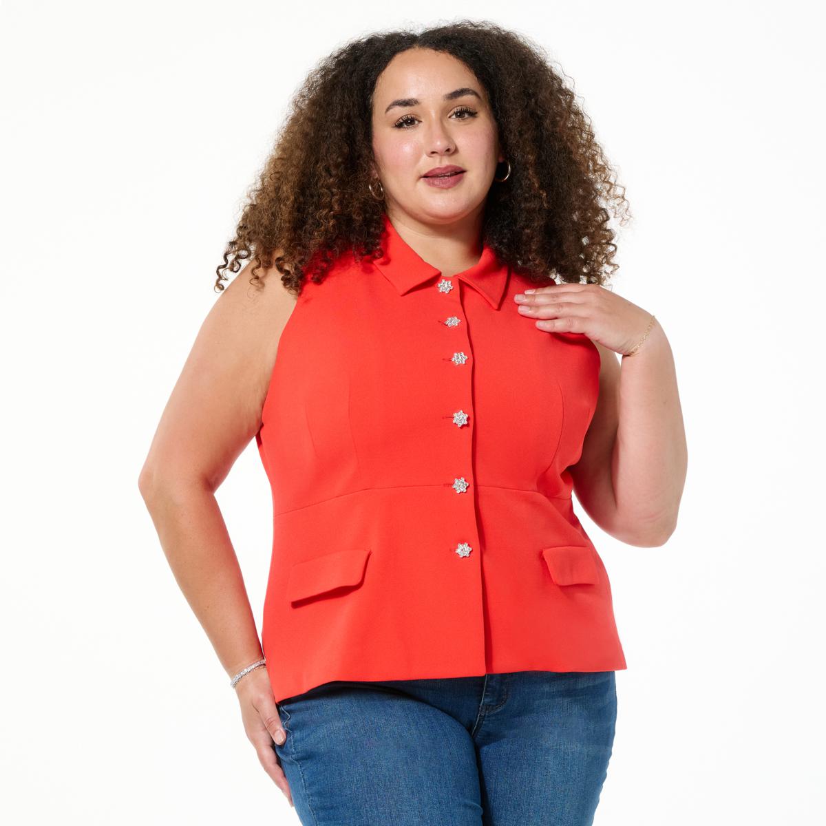 Colleen Lopez Knit Vest with Rhinestone Buttons | HSN