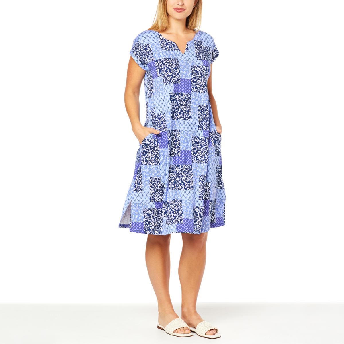 Comfort Code Stretch Jersey Split V-Shift Dress - 20272676 | HSN