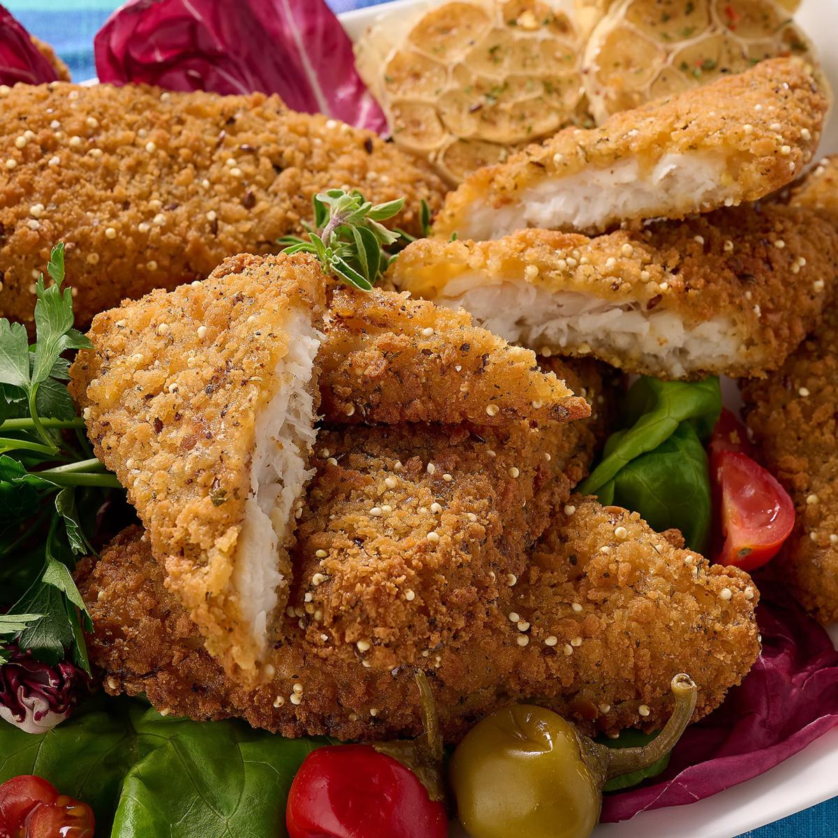 Curtis Stone 20-count 3.5 oz Breaded Cape Hake Filets - Garlic Herb AS ...