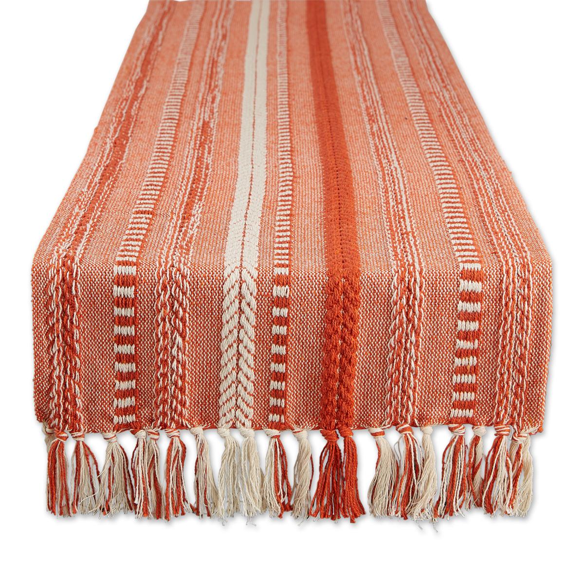 Design Imports 15" x 72" Braided Stripe Fringed Table Runner - 9820557 ...