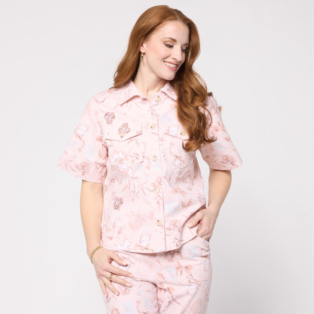 DG2 by Diane Gilman Printed Short Sleeve Shirt Jacket | HSN