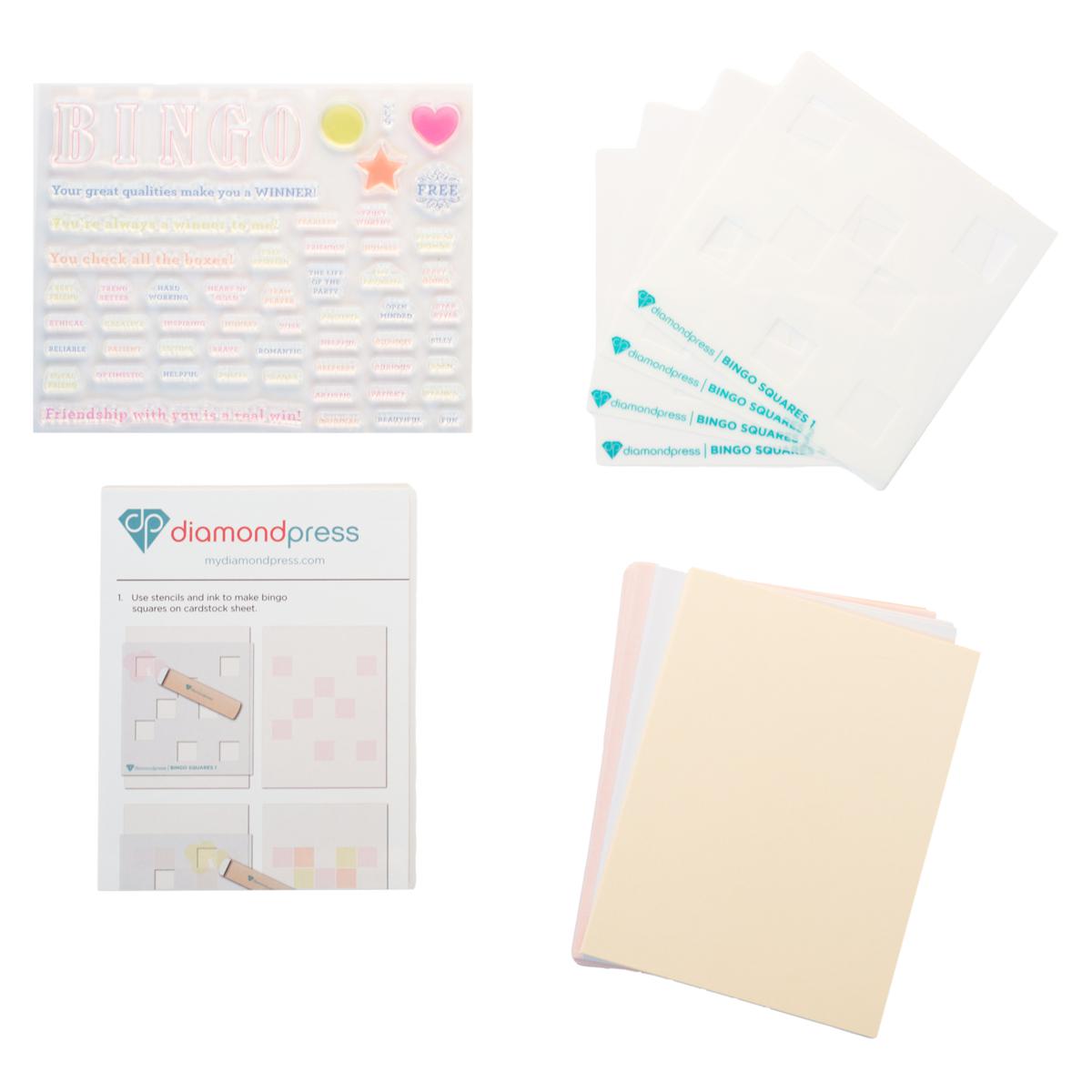 Diamond Press Bingo Card Stamp and Stencil Kit - 23441899 | HSN