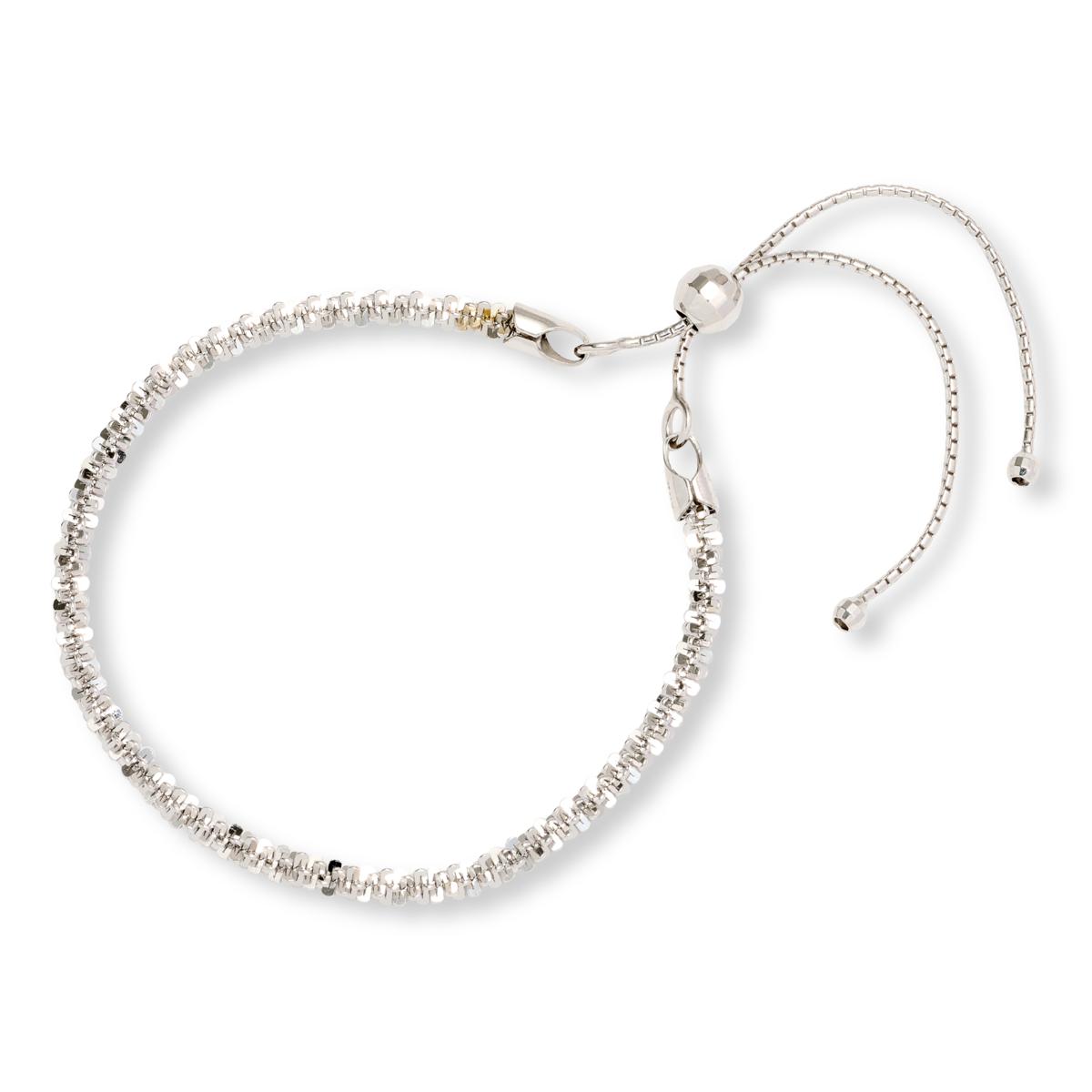 Fiorenza Sterling Silver Daisy Sparkle Chain Adjustable Bracelet | HSN