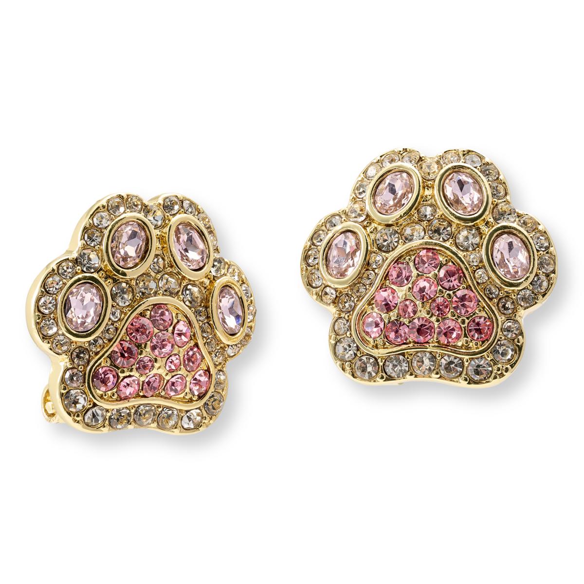 Heidi Daus Pretty Paw Print Pink Crystal Earrings | HSN