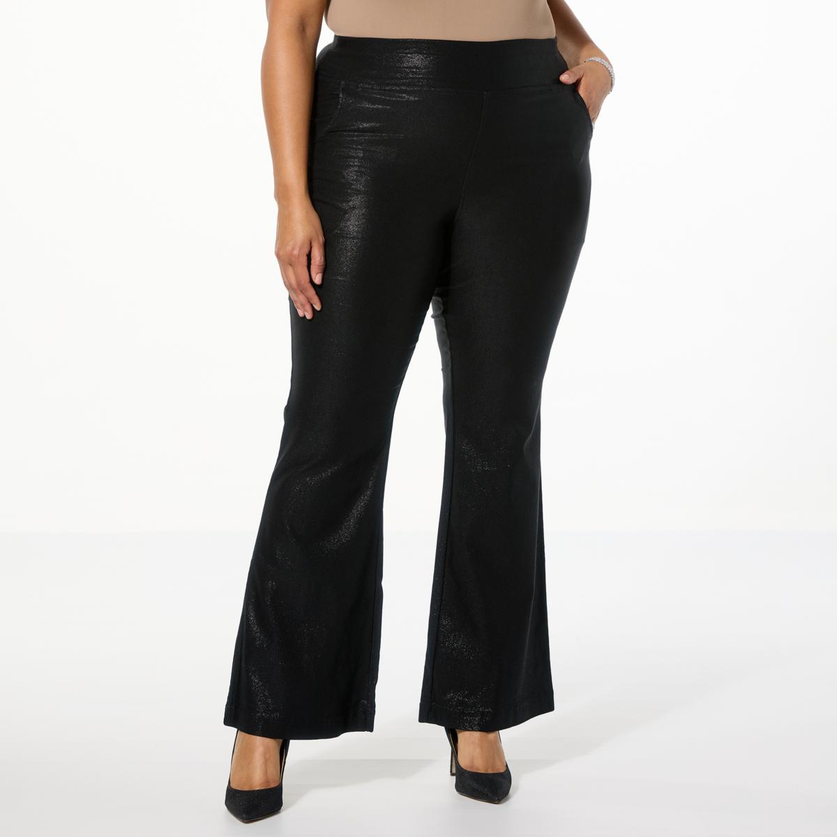 HUE Flare Leg Pull-on Shimmer Jean | HSN