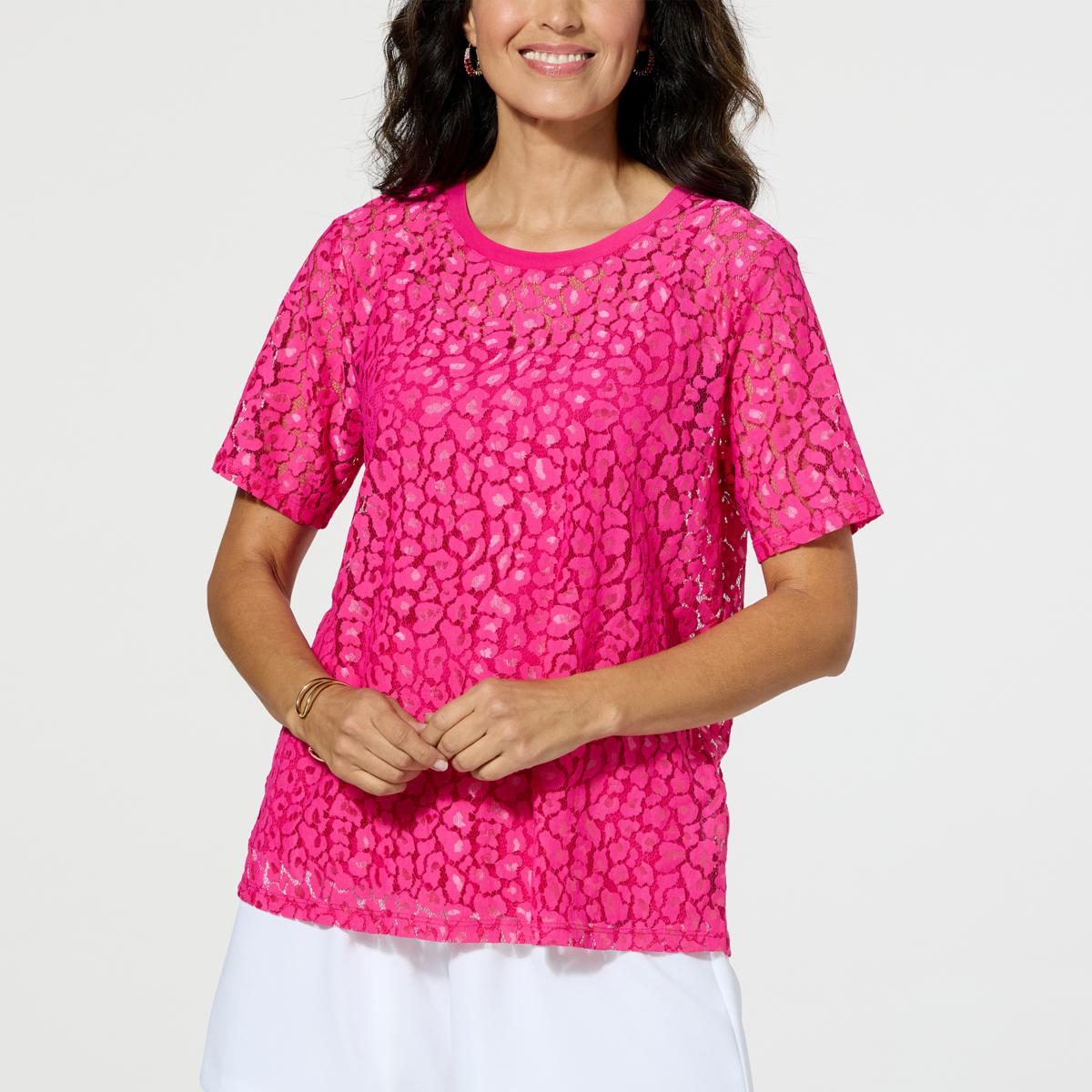 IMAN Global Chic Leopard Lace Top with Cami Slip | HSN