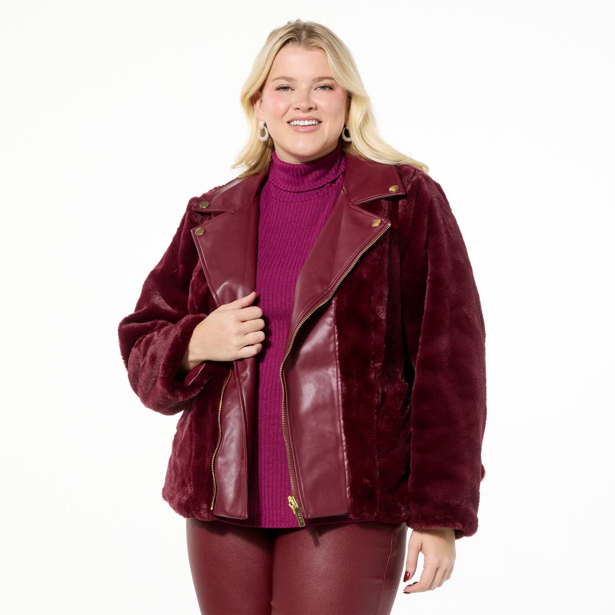 IMAN Global Chic Reversible Faux Fur to Faux Leather Jacket | HSN