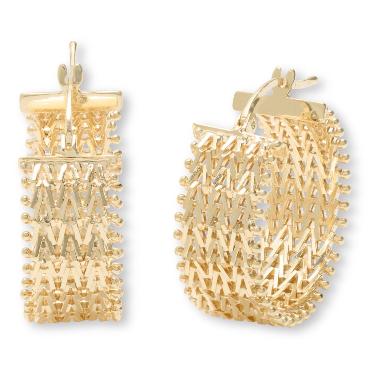 Imperial Silver Sterling Silver Diamond-Cut 6-Row Wheat Hoop Earrings ...